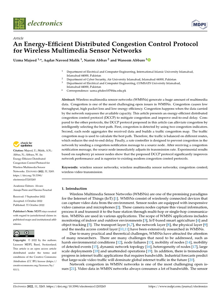 An Energy Efficient Distributed Congestion Control Protocol For Wireless Multimedia Sensor
