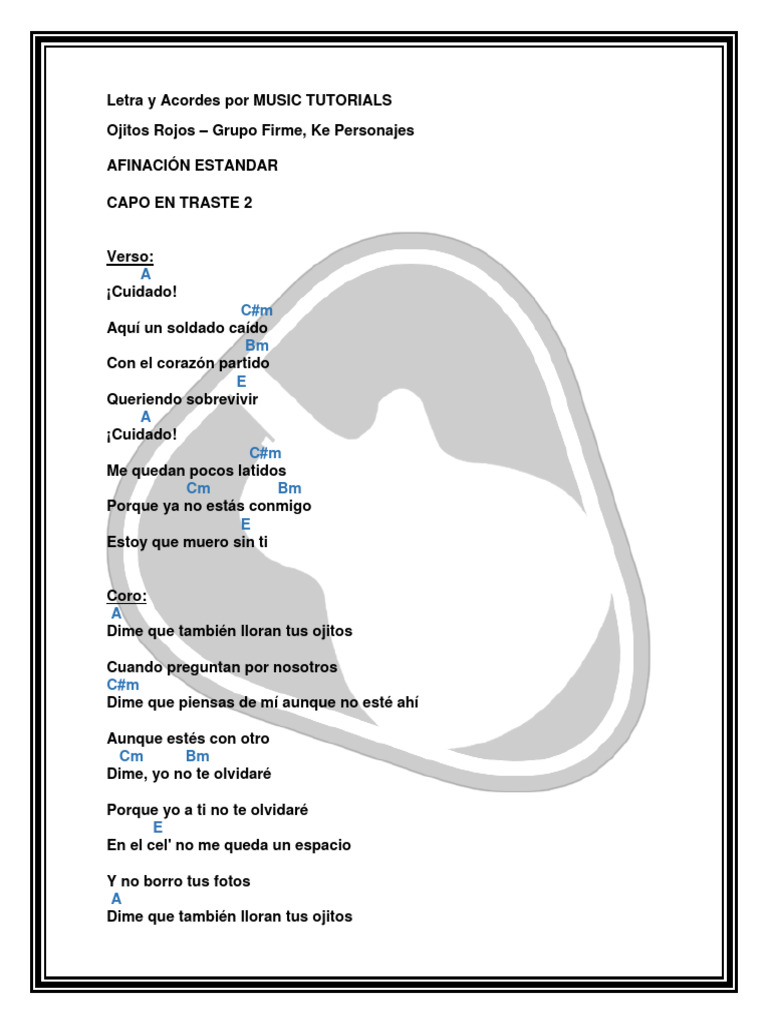 Ojitos Rojos Grupo Frontera Ke Personajes Letra y Acordes by ...