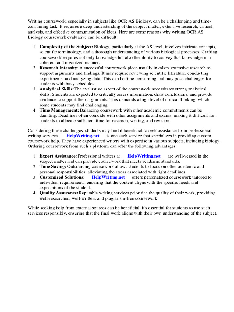 Ocr As Biology Coursework Evaluative | PDF | Cognition | Cognitive Science