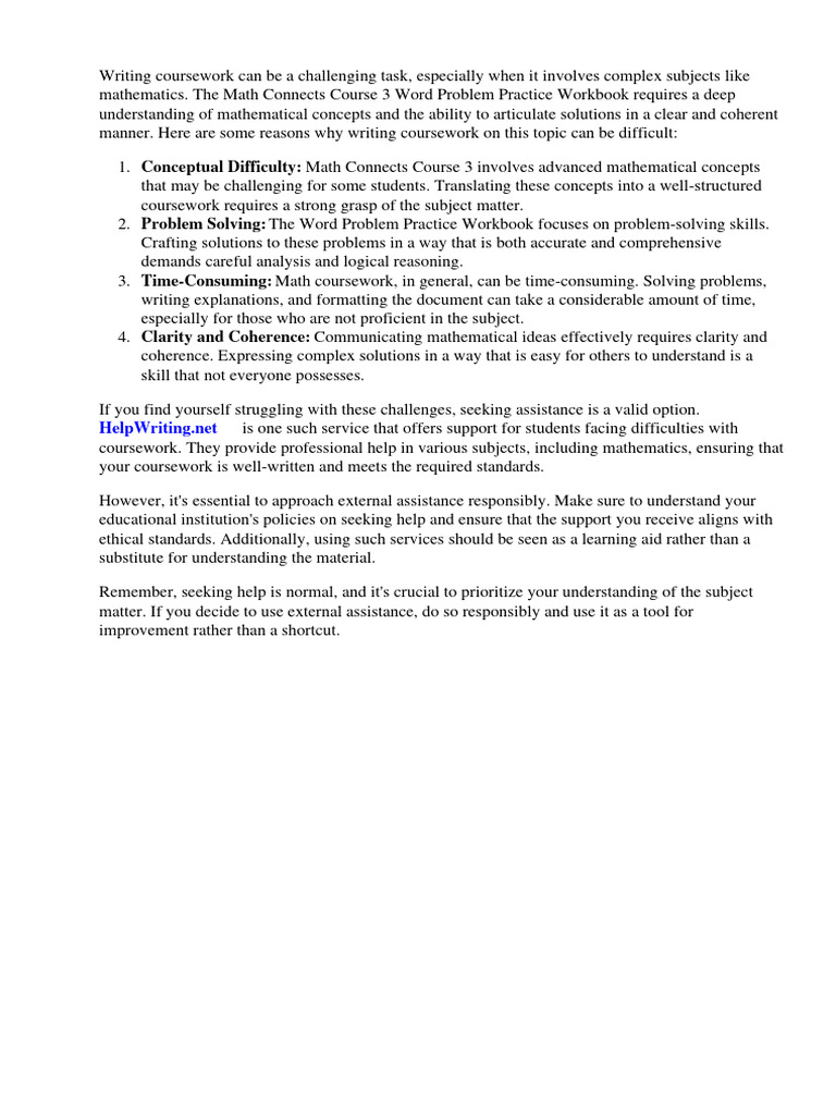 Math Connects Course 3 Word Problem Practice Workbook | PDF | E Bay ...