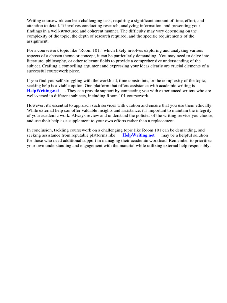 Room 101 Gcse Coursework | PDF