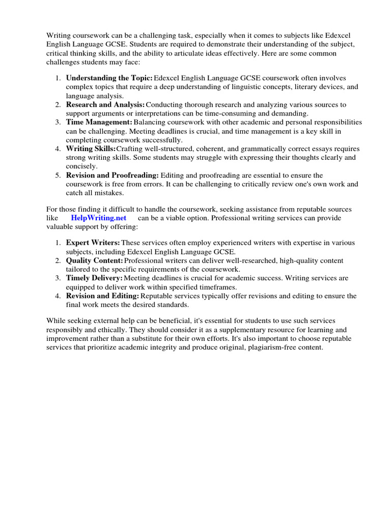 Edexcel English Language Gcse Coursework | PDF | Linked In | Facebook