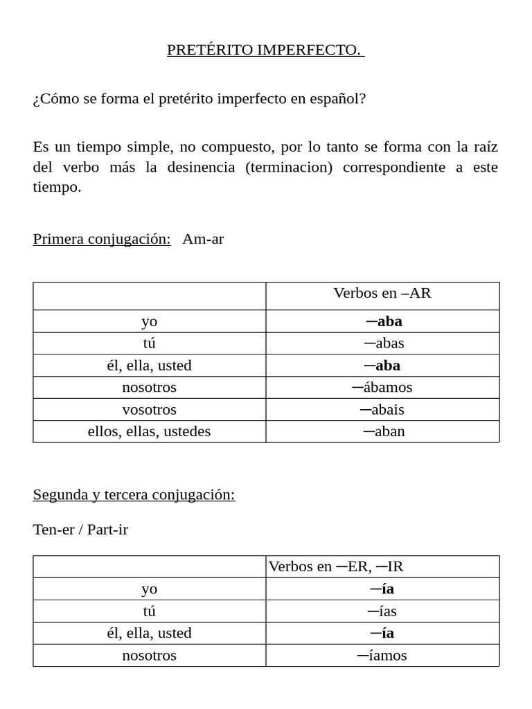 Pretérito Imperfecto | PDF