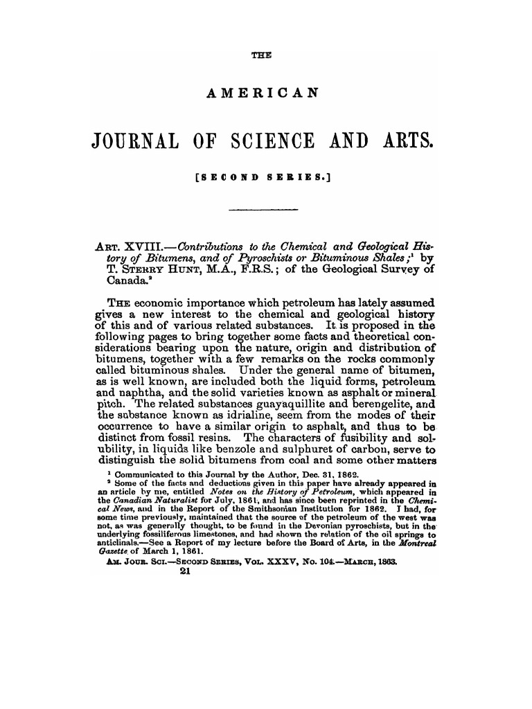 Contributions To The Chemical and Geological History of Bitumens and of ...