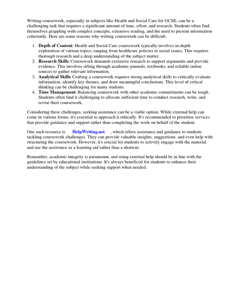 Health and Social Care Gcse Coursework Help | PDF | Egg As Food ...