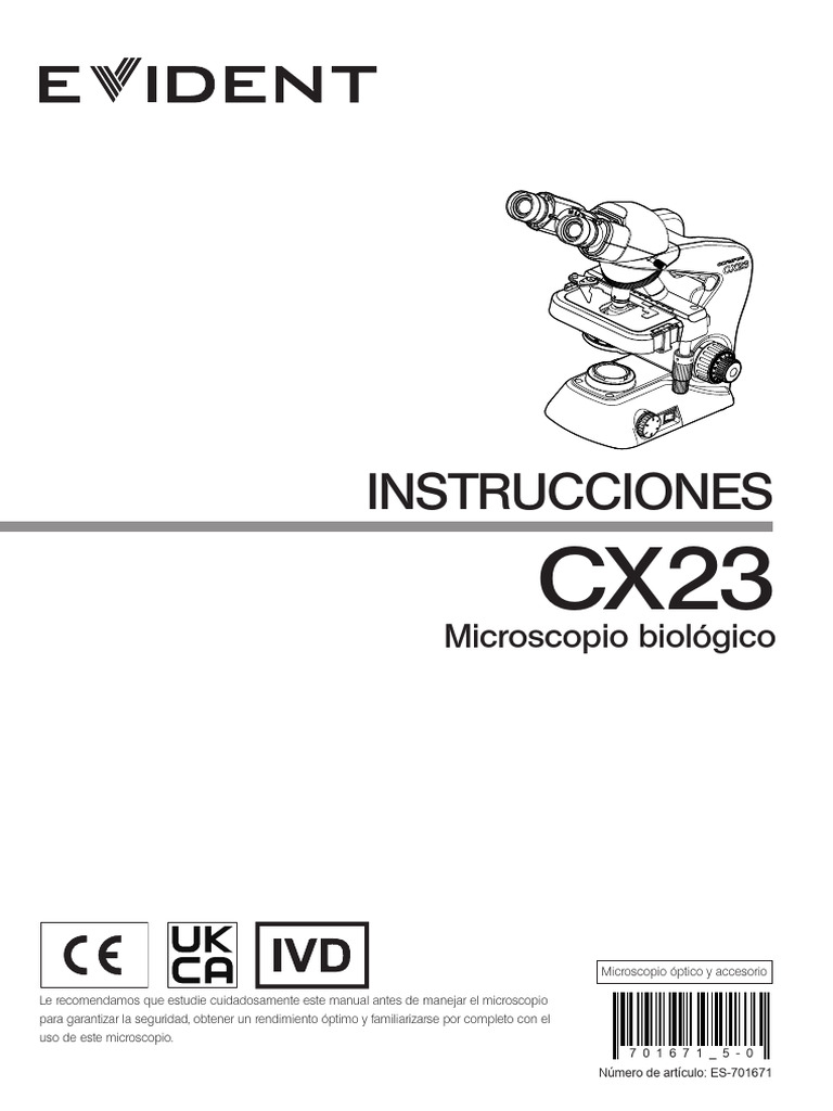 Manual del Microscopio Olympus CX23 | PDF | Diodo emisor de luz ...