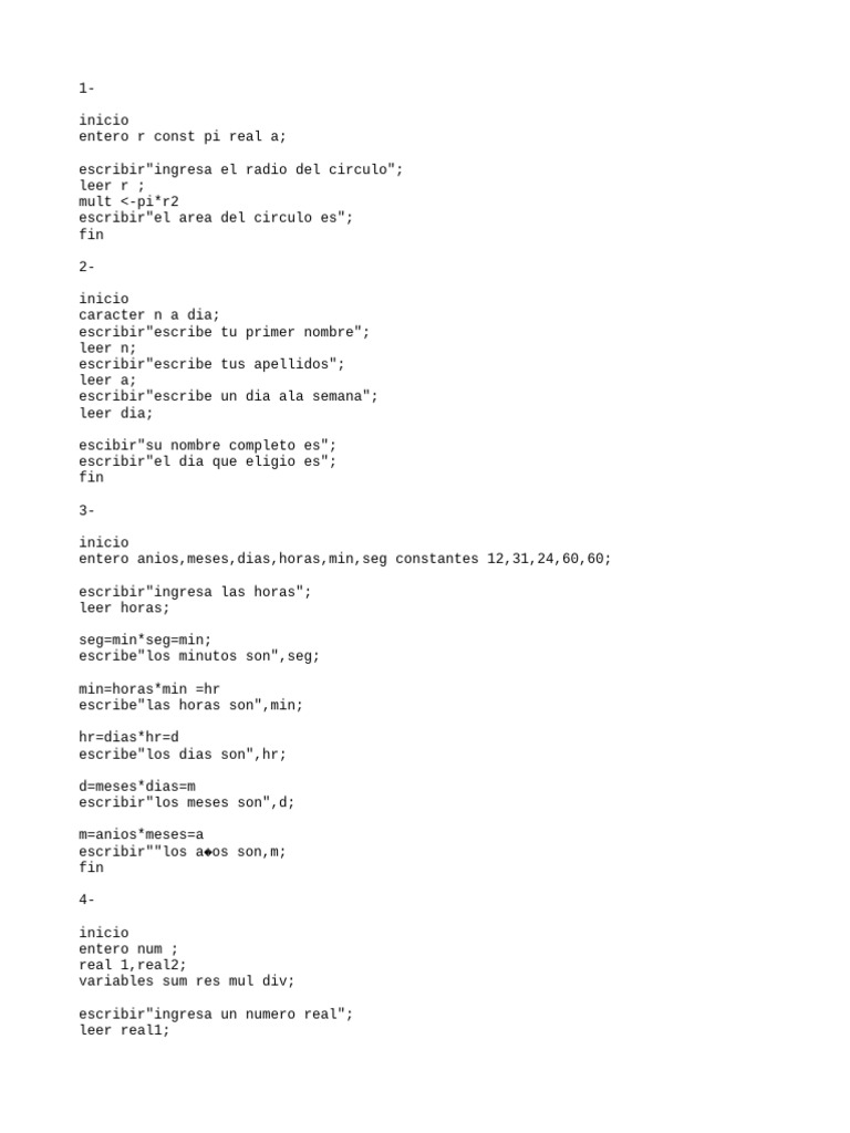 Ejemplo de Pseudocodigo | PDF | Matemática Elemental | Aritmética