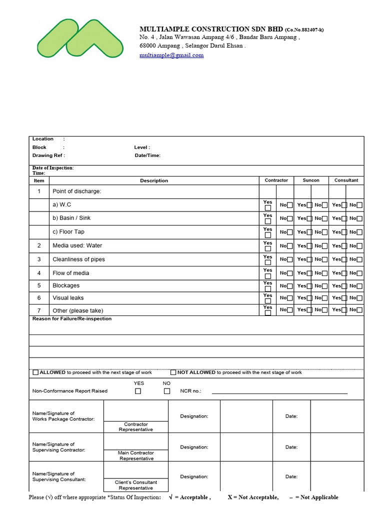 Construction Inspection Checklist | PDF