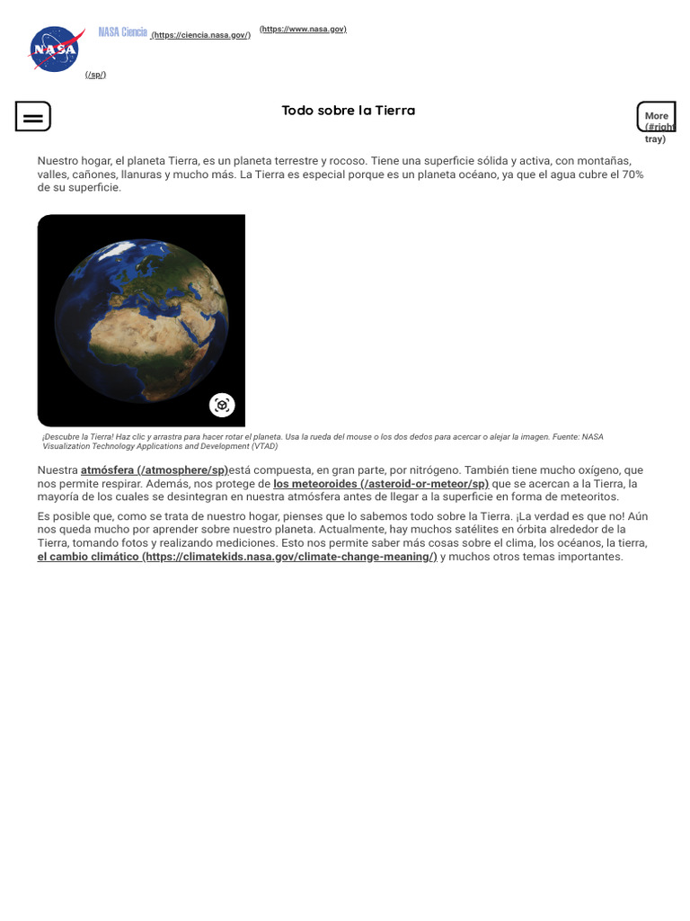 All About Earth - NASA Space Place - NASA Science For Kids | PDF ...