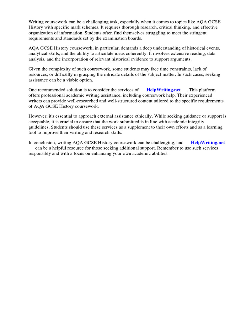 Aqa Gcse History Coursework Mark Scheme | PDF | Gce Advanced Level ... Aqa Gcse History Coursework Mark Scheme | PDF | Gce Advanced Level ...