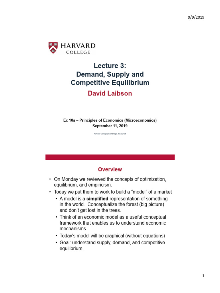 Lecture 3 Demand Supply and Competitive Equilibrium 2019 09 09 | PDF ...