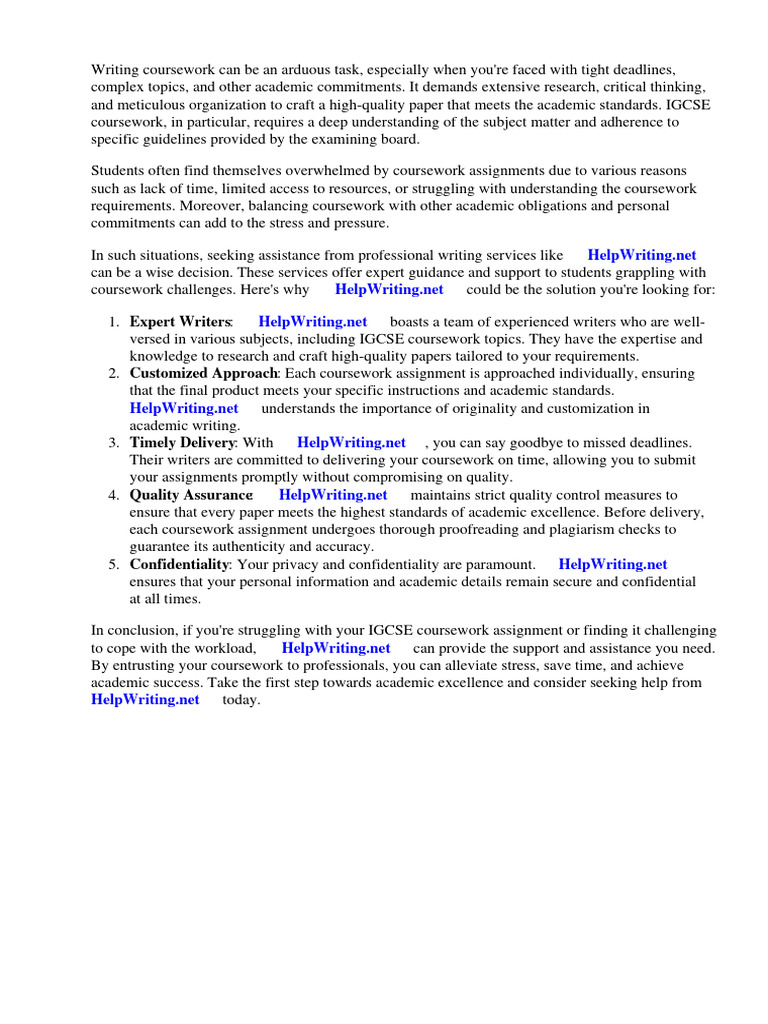 Igcse Coursework Assignment 3 | PDF