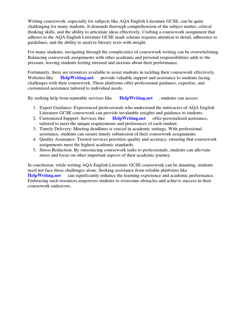 AQA English Lit GCSE Coursework Help | PDF | Linked In | Facebook