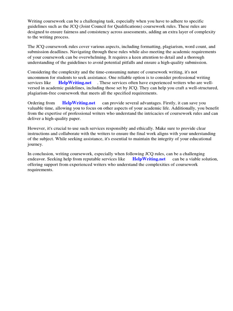 JCQ Coursework Rules | PDF | Reading Comprehension | Paragraph
