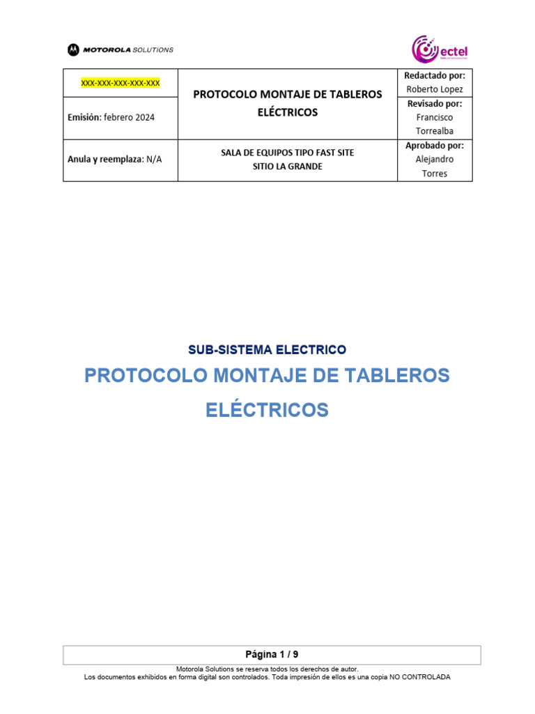Protocolo de Montaje de Tableros Eléctricos | PDF | Ingeniería | Diseño