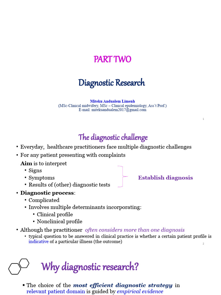 Part II - Dignostic Research | PDF | Medical Diagnosis | Sensitivity ...