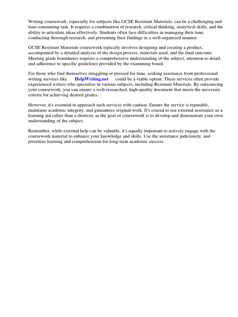 Gcse Resistant Materials Coursework Grade Boundaries | PDF ...