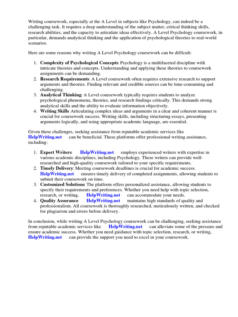 A Level Psychology Coursework Ideas | PDF | Theory | Psychology