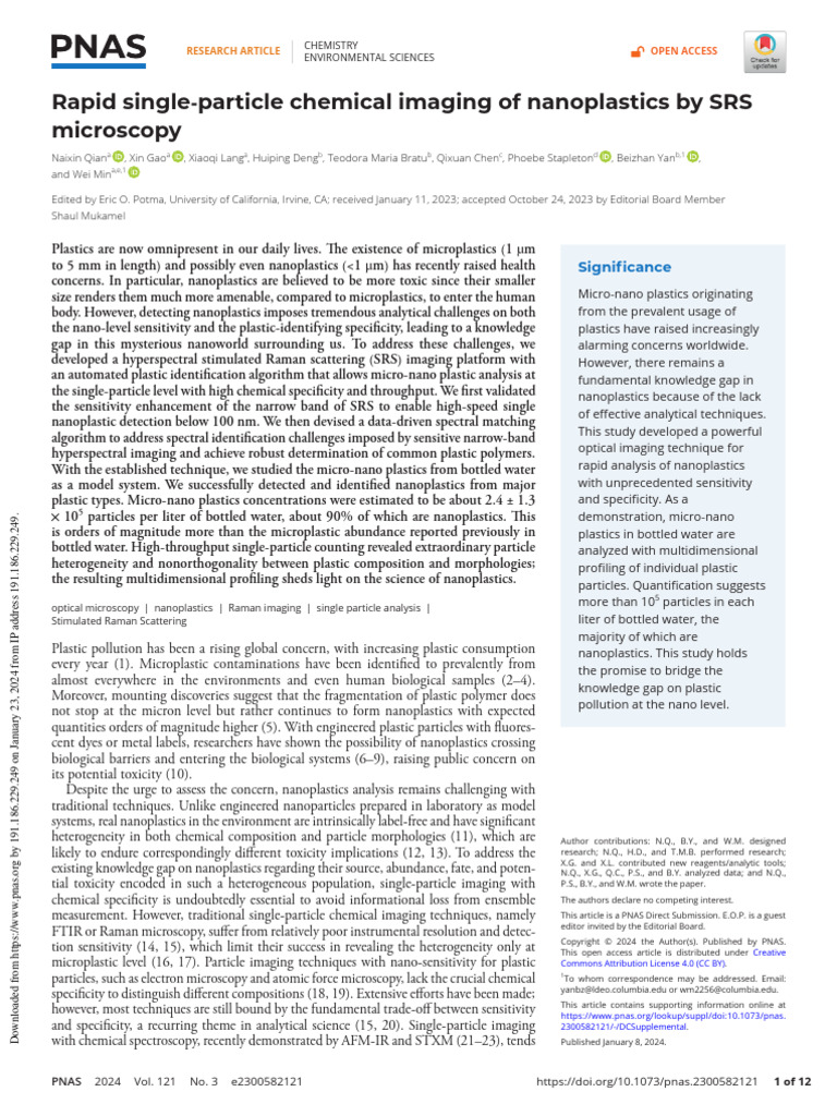 Nanoplastic Detection via SRS Microscopy | PDF | Raman Spectroscopy ...