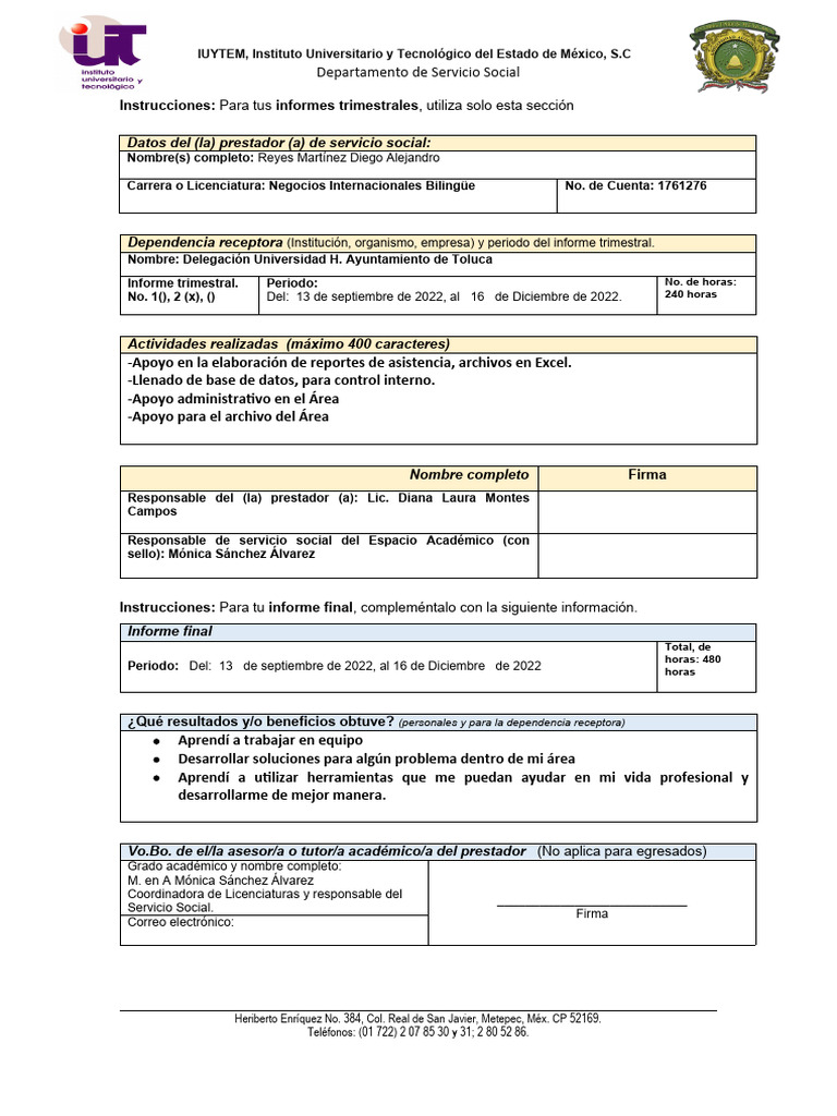 Formato 3 Informe | PDF