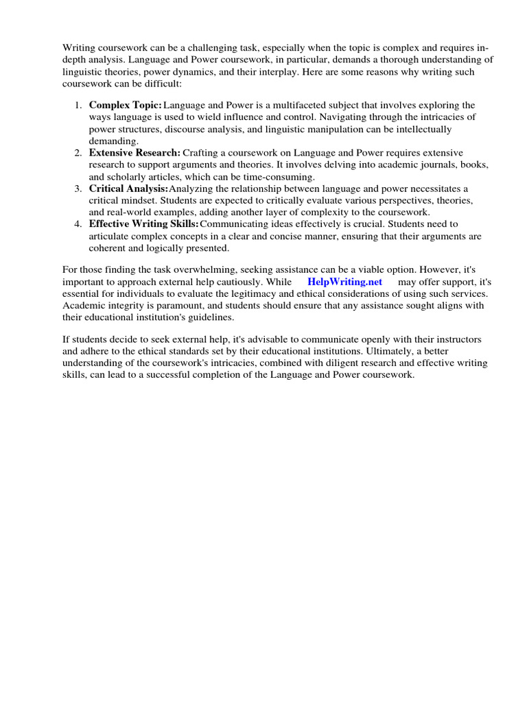 Language and Power Coursework Ideas | PDF | Essays | Linguistics
