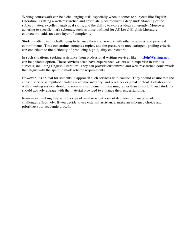 As Level English Literature Coursework Mark Scheme | PDF | Facebook ...