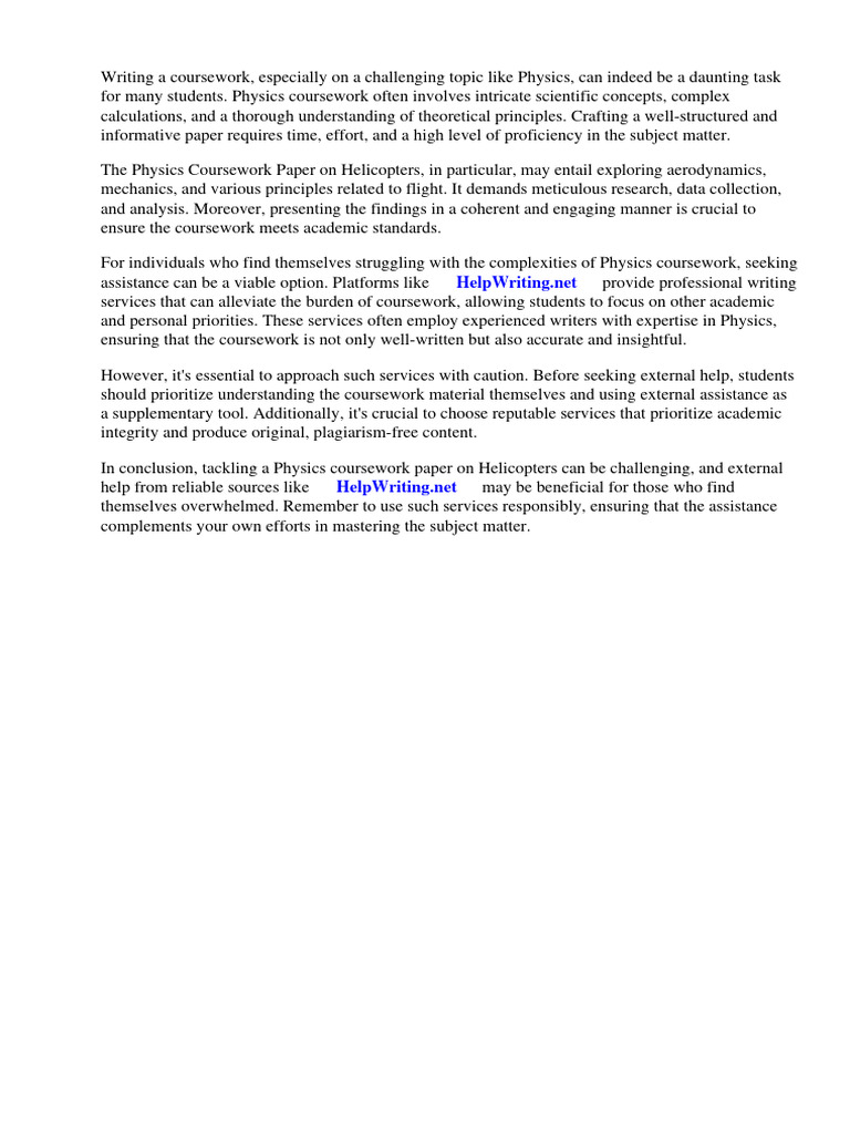 Physics Coursework Help for Students | PDF | Helicopter | Helicopter Rotor