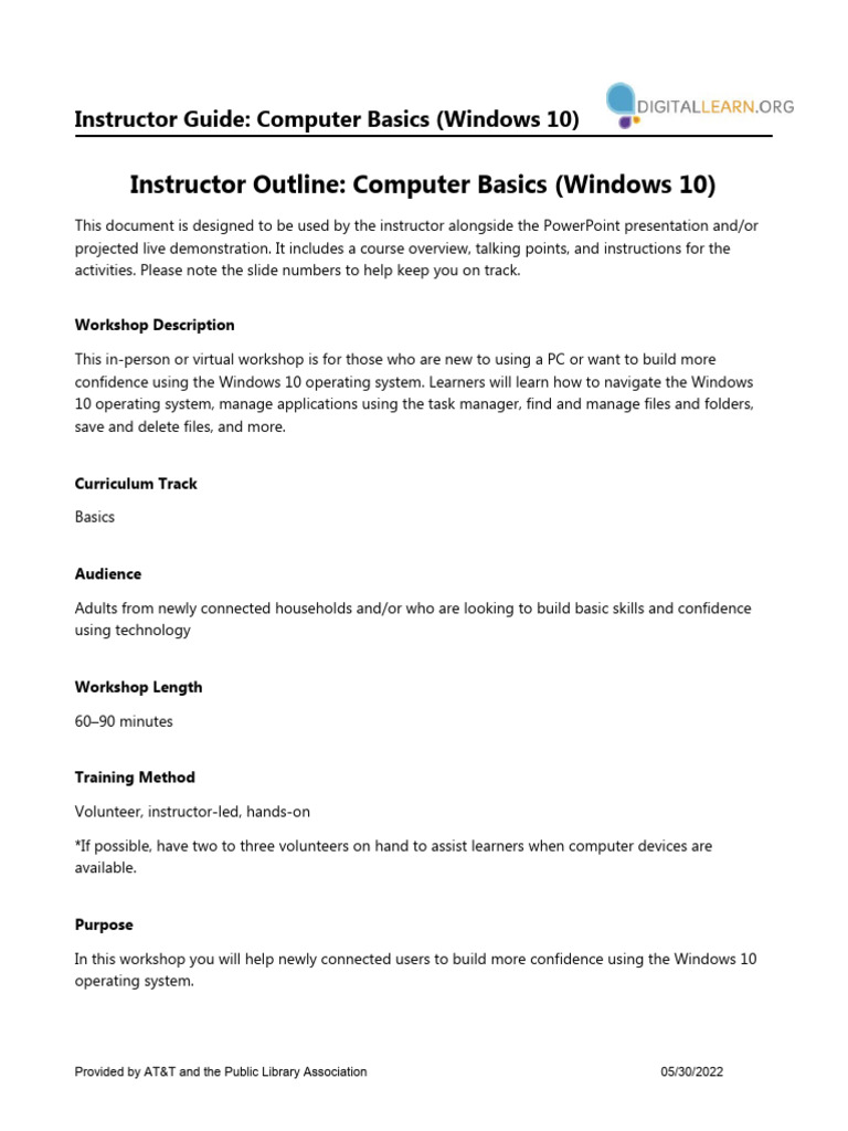 Instructor_Guide_Computer_Basics_Windows (1) | PDF | Window (Computing) | Human–Computer Interaction