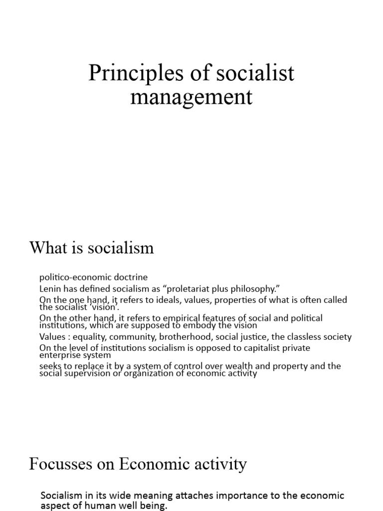 Principles of Socialist Management | PDF | Socialism | Capitalism Principles of Socialist Management | PDF | Socialism | Capitalism