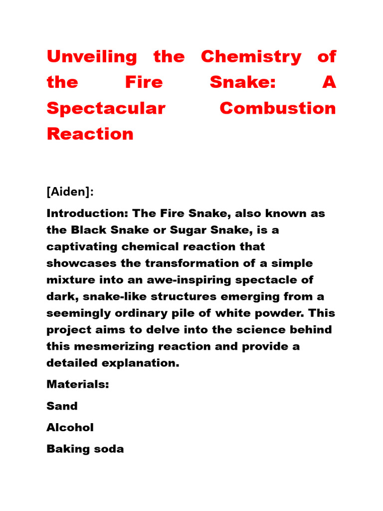 Unveiling The Chemistry of The Fire Snake | PDF
