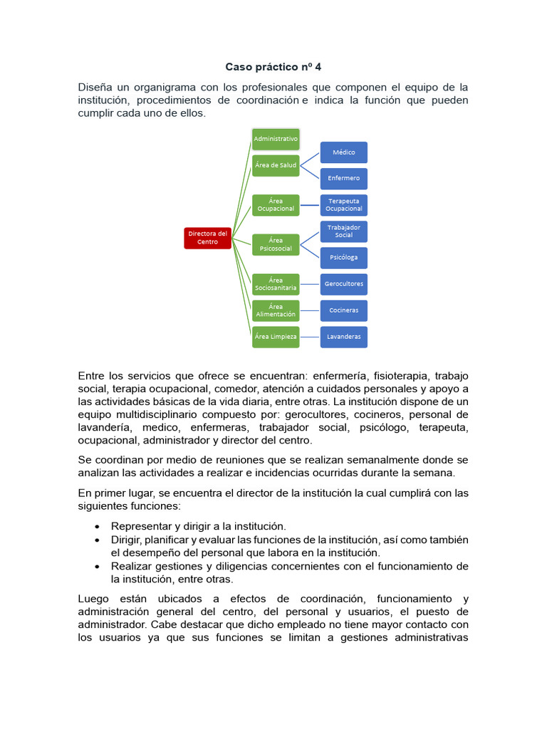 Caso Practico N - 4 Organigrama | PDF | Enfermería | Terapia física