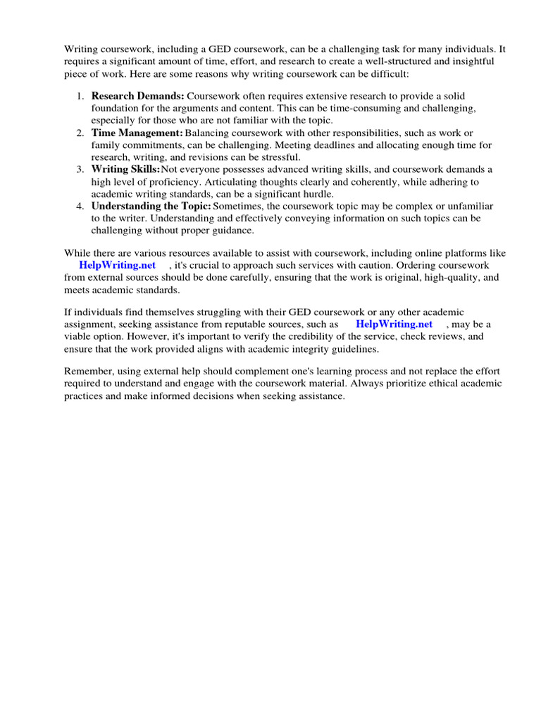 Ged Course Work | PDF | General Educational Development | Multiple Choice