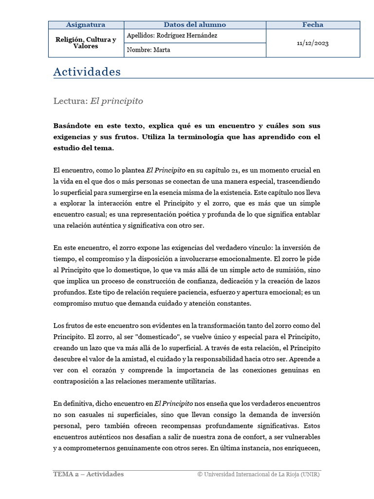 Actividades: Lectura: El Principito | PDF | El Principito