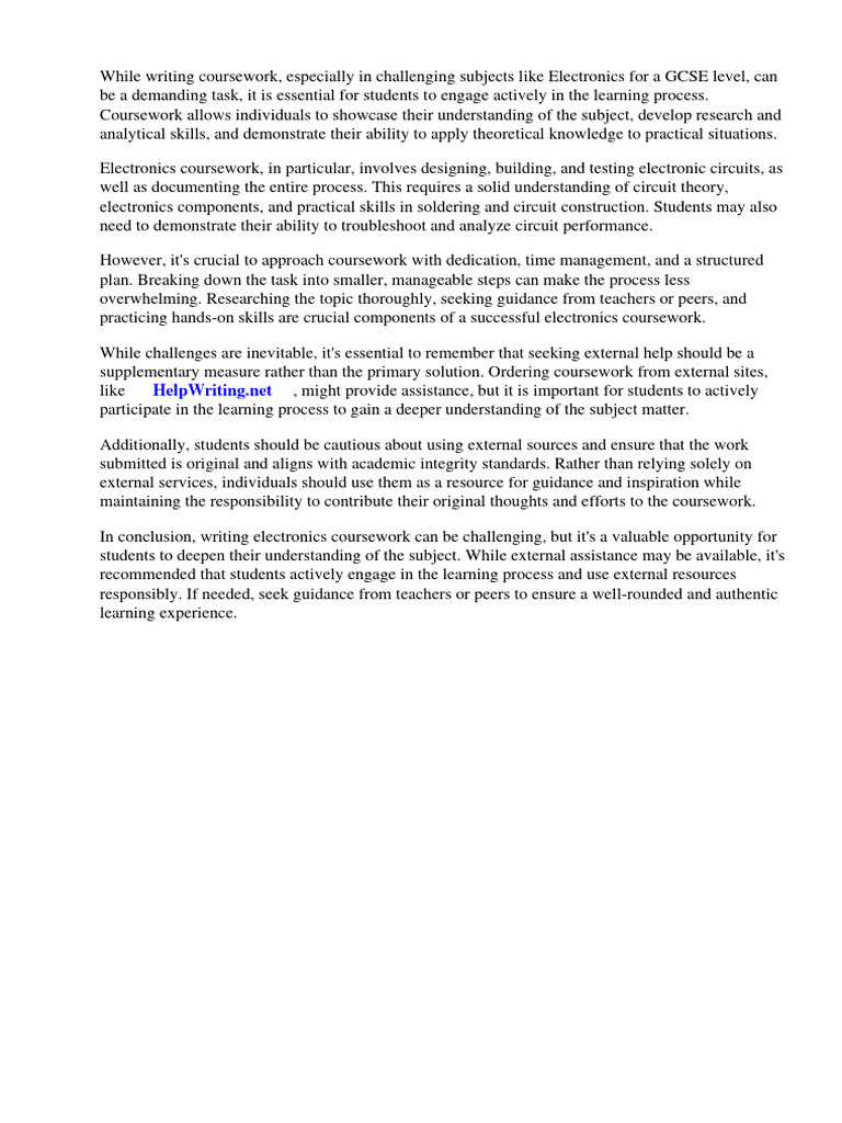 Electronics Gcse Coursework Ideas | PDF