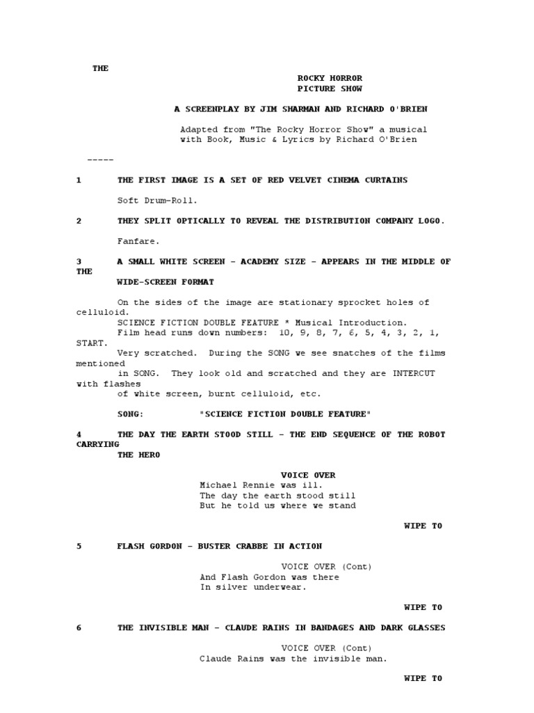 The Rocky Horror Picture Show - Script | PDF | Leisure