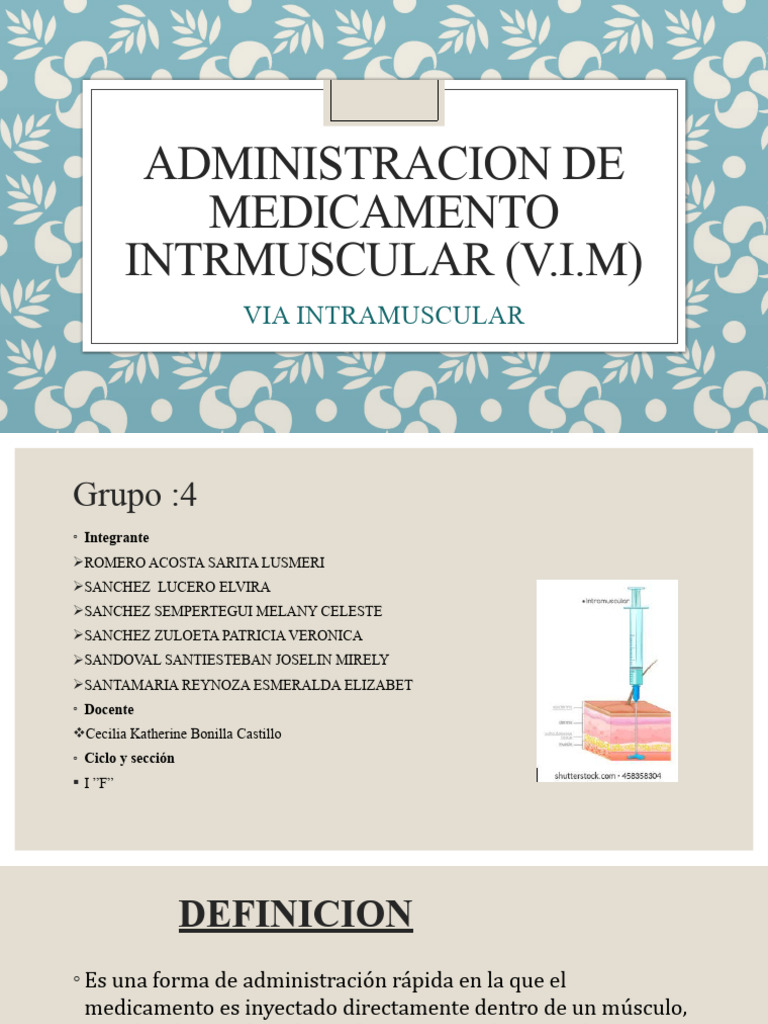 ..Administracion de Medicamento Intramuscular Grupal | PDF ...