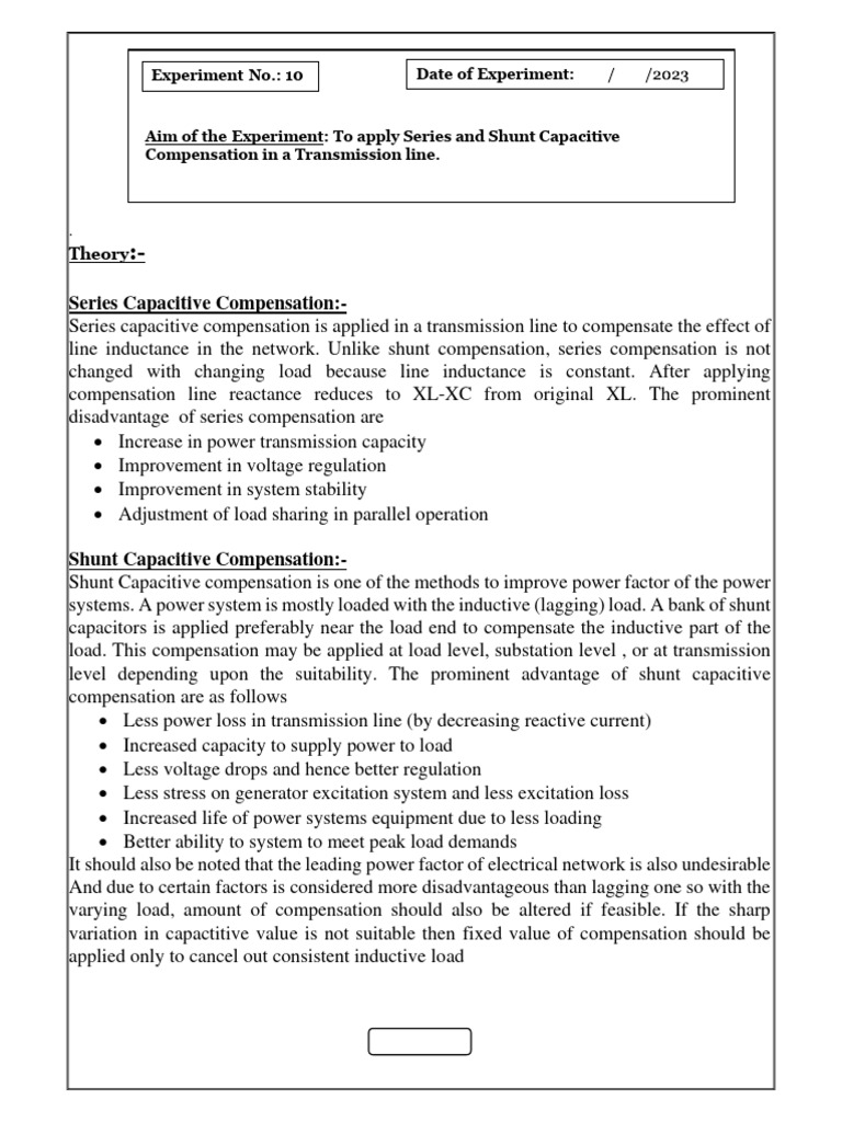 PSM Lab10 | PDF | Capacitor | Electric Power Transmission