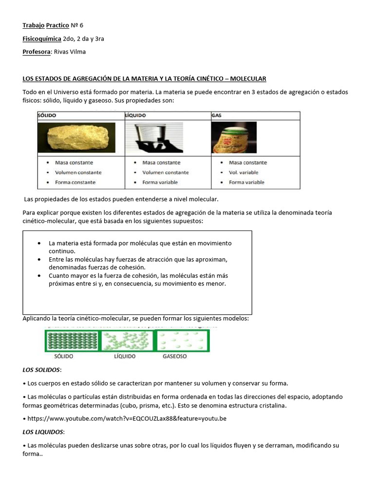 Teoría Cinético Molécular | PDF | Gases | Líquidos