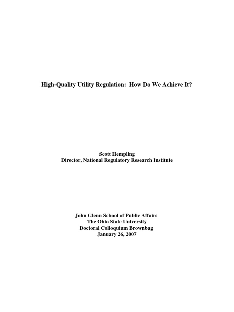 Hempling GlennSchool How Achive High Quality Regulation | PDF | Federal ...