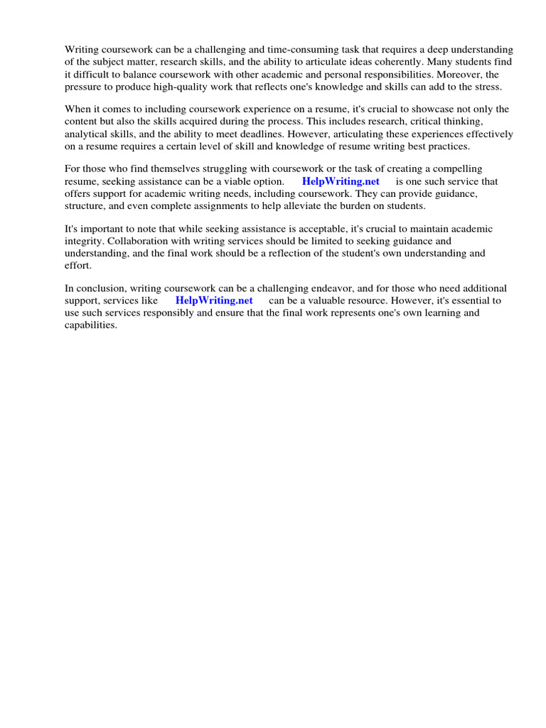 Coursework Experience On Resume | PDF | Résumé | Experience