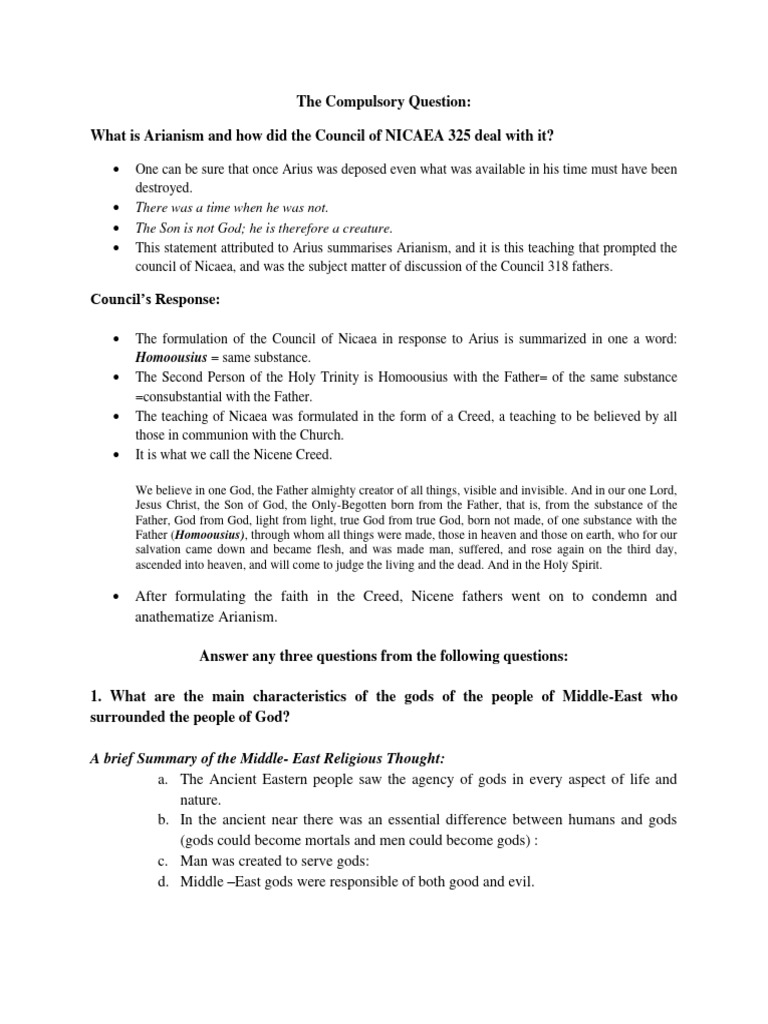 Understanding Arianism and Nicaea's Creed | PDF | God The Father | Trinity