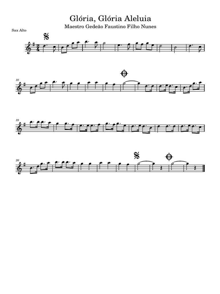 Glória, Glória Aleluia Sax Alto Oficial | PDF