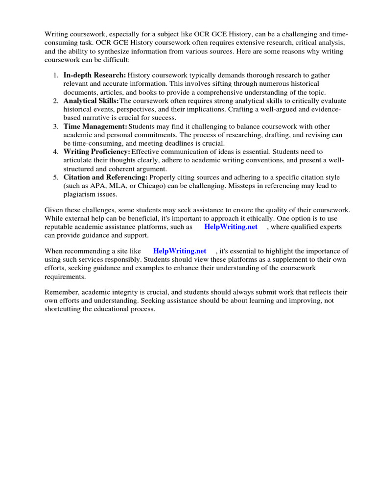 Ocr Gce History Coursework Guidance | PDF | Critical Thinking | Curriculum