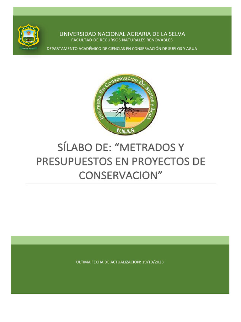 2023-2 - Sa050803 Metrados y Presupuesto en Proyectos de Conservacion | PDF | Presupuesto ...