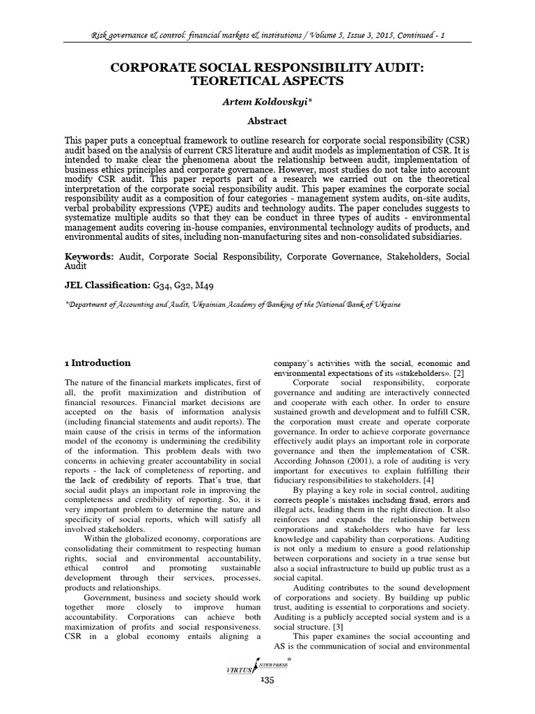 Social Audit Article 5 | PDF | Corporate Social Responsibility | Audit
