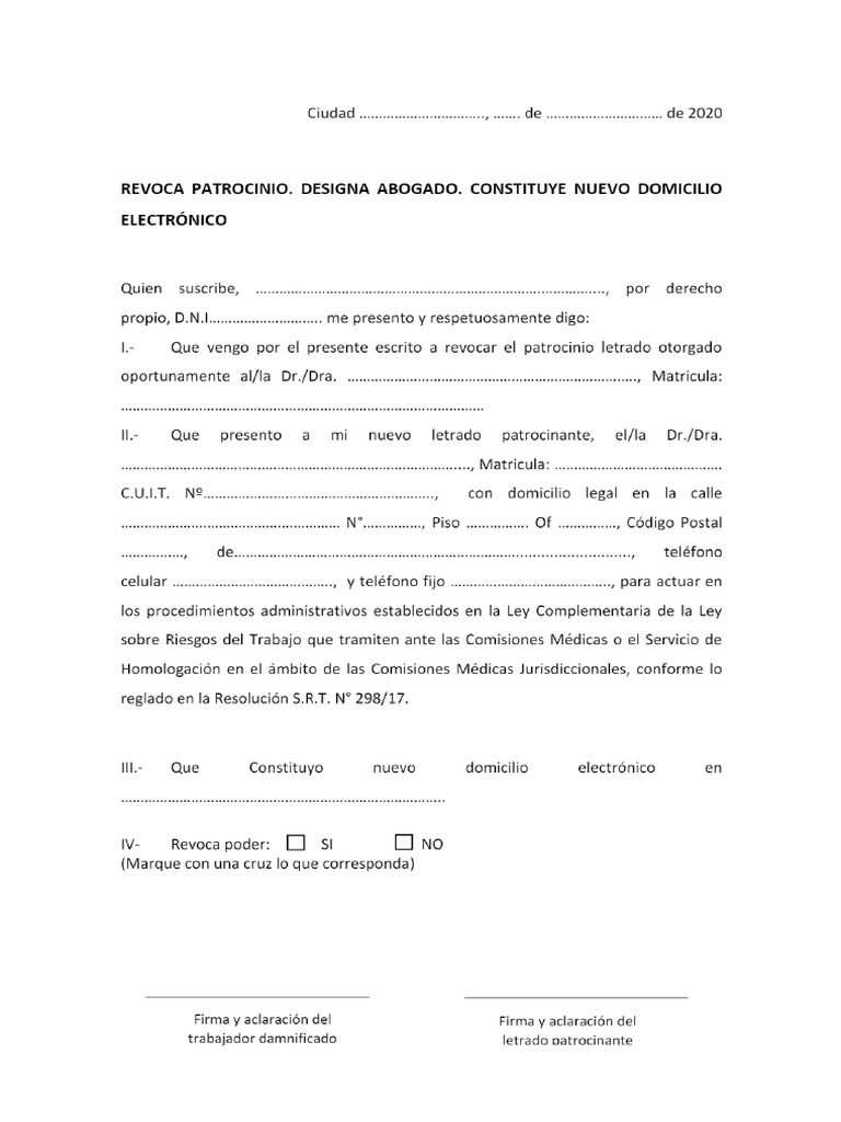 Formulario Revoca Patrocinio | PDF