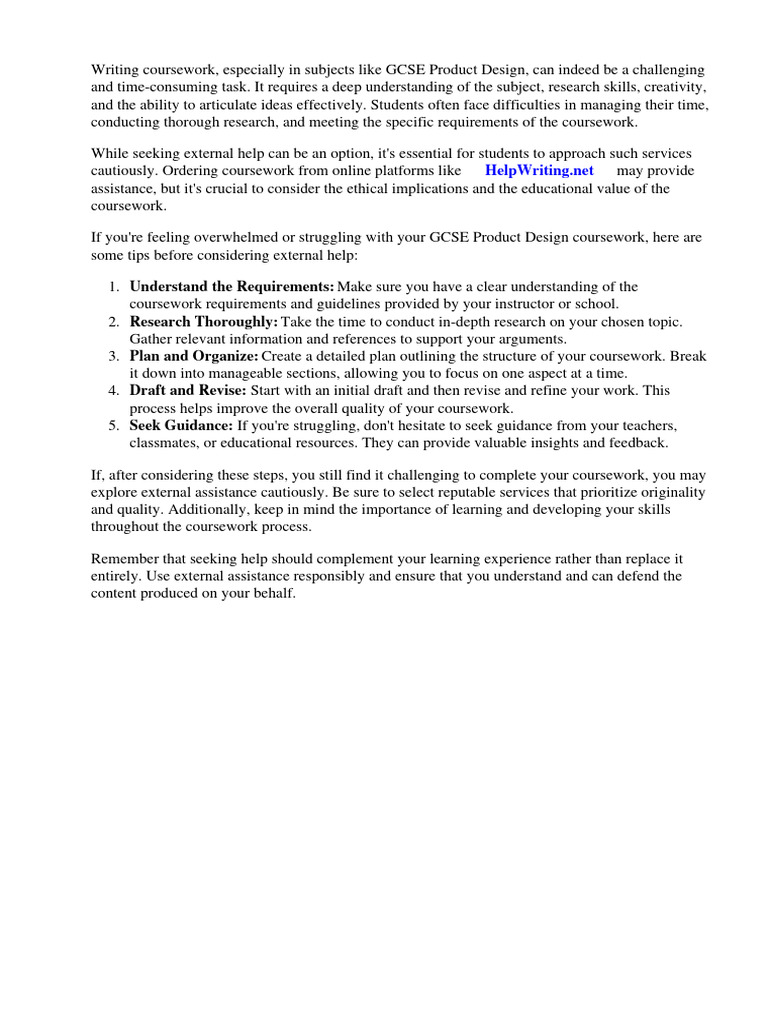 Gcse Product Design Coursework Help | PDF