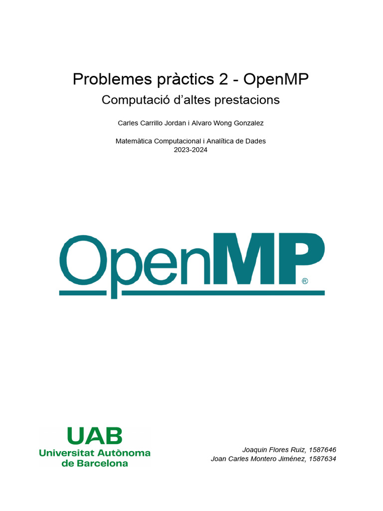 OpenMP Problemes Pràctics 2 | PDF