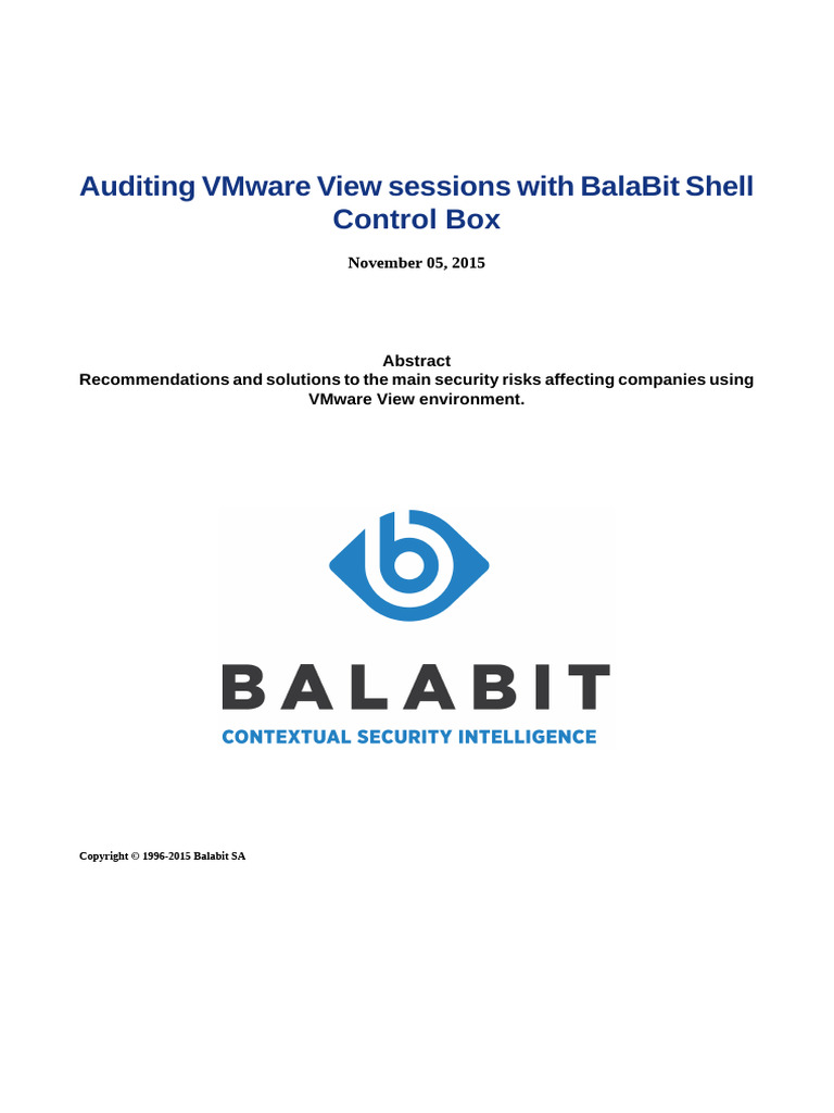 BalaBit Auditing WMware View Sessions With Shell Control Box | Download ...