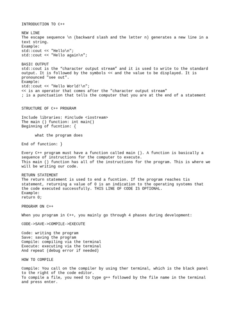 CPP INTRO. 1 | PDF | Programming | Computer Program